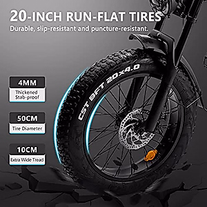 Riding'times Electric Bike for Adults, 20" Fat Tire Ebike, 750W Powerful Motor with Removable Battery, 30MPH & 37 Miles Long Range Off Road Snow Beach Mountain Electric Bicycle
