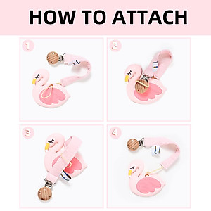 Baby Food Grade Silicone Teether Toy with Pacifier clip Holder,Teething Pain Relief Toys Gift Set for 3 Months+ Boys and Girls,Freezer Safe,BPA Free (Pink Flamingo)