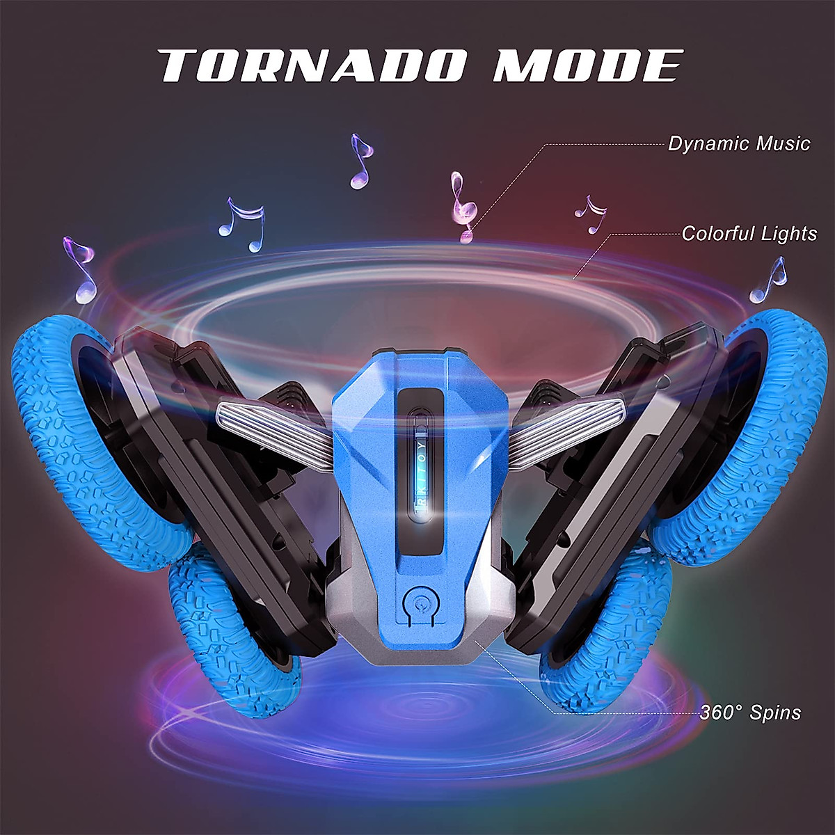 Wsiyen Toys RC Cars Remote Control Car, Double Sided 360°Rotating Stunt Car, Kids Toy with Rechargeable Battery, LEDs, 4WD, All Terrain Tires,Birthday Gifts for Boys Age 6 7 8 9-14 Year Old