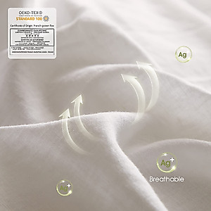 Grassix 100% Linen Duvet Cover King Size - Pure French Natural Linen Durable Comforter Cover for Hot Sleepers Stone Washed Cooling Moisture-Absorbing Duvet Cover with 2 Pillowcases
