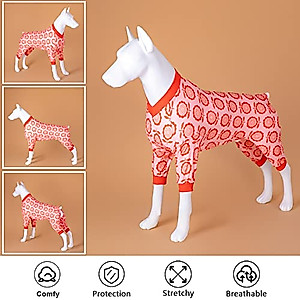 LovinPet Large Dogs Recovery Suit, Pet Anxiety Relief, Anti Licking Pajamas for Large Dogs Under Dog Sweater, Breathable Beautiful Sun Flower Prints Dog Pajamas Pitbull Clothes 3XL