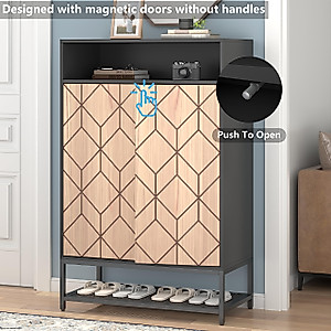 Gyfimoie Shoe Organizer with Doors, Shoe Storage Cabinet with Adjustable Shelves for Entryway, 7-Tier Entryway Shoe Rack Storage for Hallway, Closet, Living Room