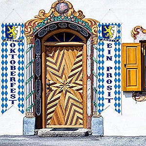 Oktoberfest Decorations Bavarian Check Flag Oktoberfest Banner Sign Oktoberfest Porch Welcome Banner Sign for German Theme Party Oktoberfest Parade Decoration Beer Festival Party Accessories