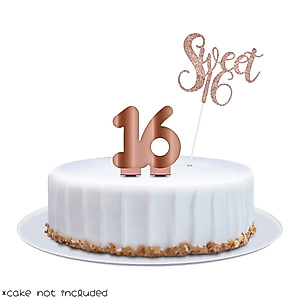 Sweet 16 Rose Gold Birthday Party Supplies, Serves 24 Guests, Includes Cups, Plates, Napkins, Table Covers, Happy Birthday Banner, Cake Topper, Balloons, and Candle, Essentials for 16th Birthday Party