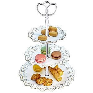 3 Pack 3-Tier 13.6'' Cupcake Stand Hardware Fittings, Metal Mold Crown Holder DIY Making for Fruit Plate Cake Stand Snack Tray Replacement Parts for Tea Party Wedding Decoration (Silver)