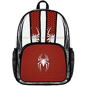 Yzrwebo Spiders Pattern Heavy Duty Clear Backpack Geometric Large See Through Backpacks PVC Transparent Backpack Clear Bag for Women Men Security Stadium Work Travel Events Concert