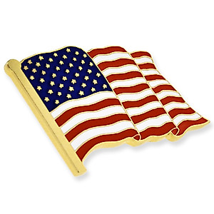 PinMart's 2 Pack Made in the USA Waving American Flag Enamel Lapel Pins