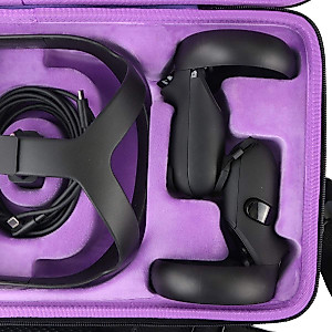 Khanka Hard Travel Carrying Case Replacement for Oculus Quest 2 Virtual Reality VR Gaming Headset & Accessories (Inside Blue)