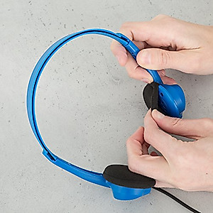 Egghead EGG-IAG-1000FA-BL-SO-20 Heavy-Duty Stereo School Headphones w/Tangle-Free Cord (Pack of 20)-Blue