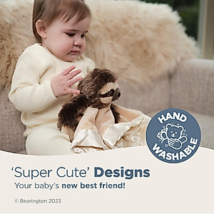 Bearington Baby Speedster Snuggler, 15 Inch Sloth Plush Stuffed Animal Security Blanket Lovey for Babies