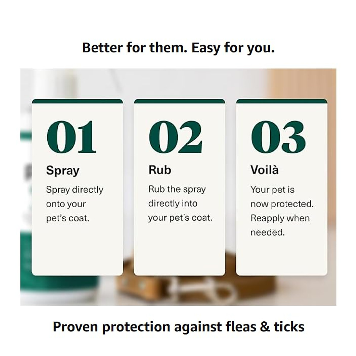 Pestie Flea & Tick Treatment for Pets, Plant-Powered Spray, Repels and Kills Fleas, Ticks and Mosquitos, Safe for Cats and Dogs, Easy Spray-On, Featuring Cedarwood, Peppermint, Thyme, and Rosemary