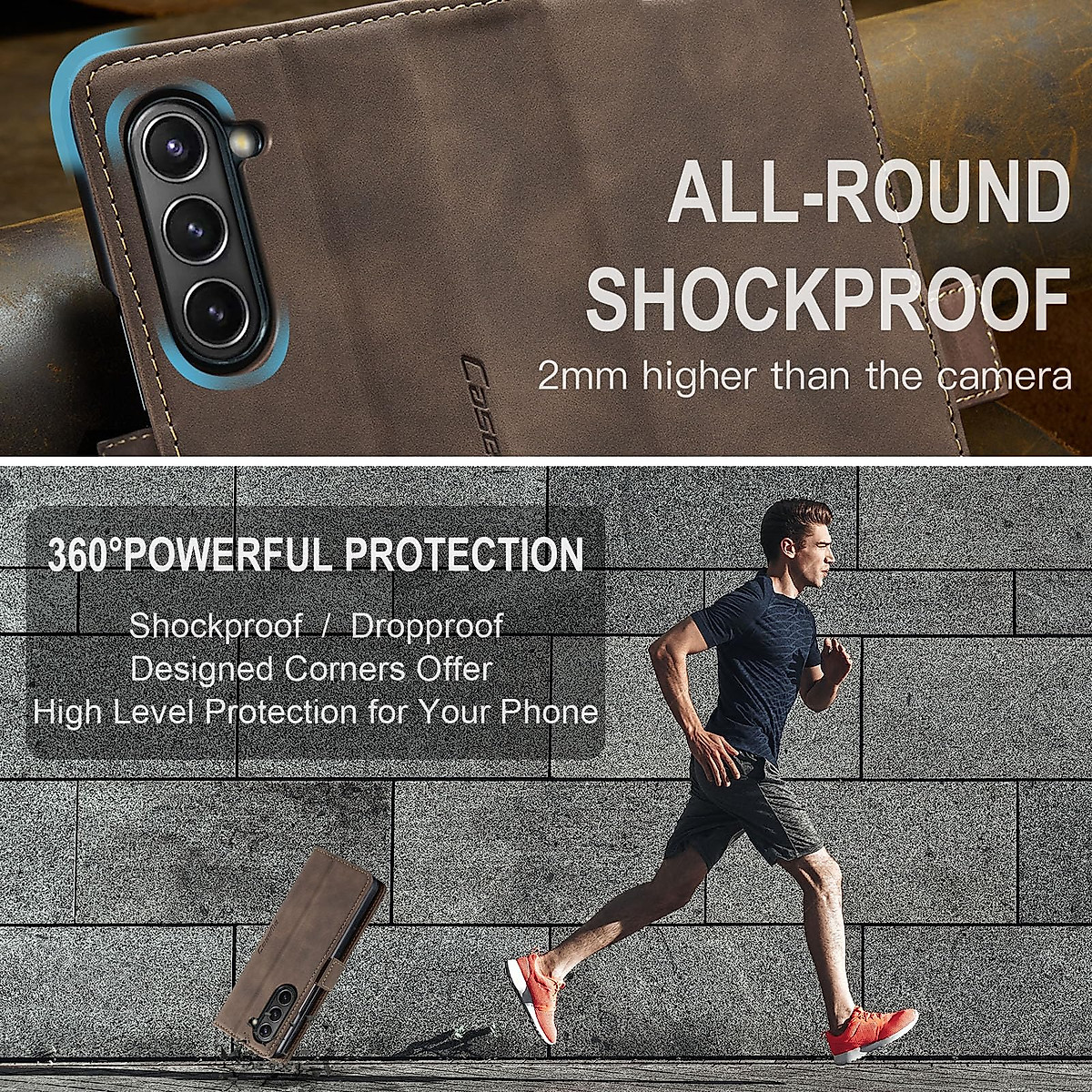 Kowauri for Samsung Galaxy Z Fold 5 Case,Classic Design Leather Wallet Magnetic Closure Flip Case with Kickstand Card Holder Slot Shockproof Protective Cover for Samsung Galaxy Z Fold 5 5G, Coffee