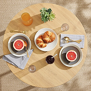 Best Choice Products 3-Piece Mid-Century Modern Round Dining Set, Space Saving Dinette for Kitchen, Dining Room, Small Space w/Metal Legs - Natural