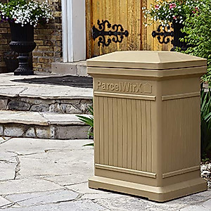 RTS Home Accents ParcelWirx Premium Vertical Storage Cabinet/Package Delivery Box with Lift Off Lid, Oak