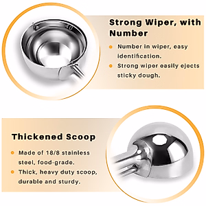Fayomir Cookie Scoop Set - Small/1 Tablespoon, Medium/2 Tablespoon, Large/3 Tablespoon - Ice Cream Scoop Set, 18/8 Stainless Steel Dough Scoop Cupcake Scoop Melon Baller