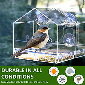 XTKS Bird Feeder, Hanging Bird Seed Feeder, Bird Feeding Station Outdoor Window Bird Feeder with Ultra-Strong Suction Cups - Perfect for Attracting Cardinals, Finches, Chickadees