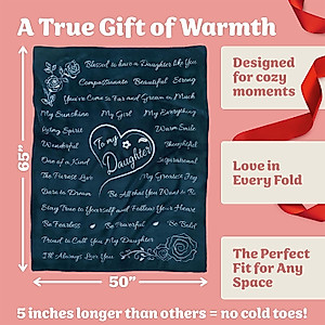 Daughter Gifts, Christmas Gifts for Daughter, Daughter Gift, Birthday Gifts for Daughter, to My Daughter Blanket from mom, Adult Daughter Gifts from Dad, Throw Blanket 65” x 50” (Blue)