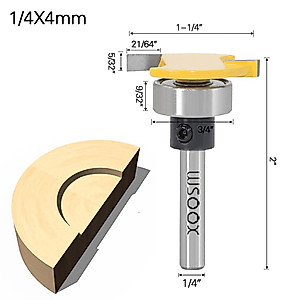 WSOOX Top Bearing Slot Cutting Router Bits Set Biscuit Bit and 1/4 Cutting Height Undercut Bit with 3 Different Size Bearings for Decking Board Installing,Slotting, Biscuiting,Surfacing,Rabbetting.