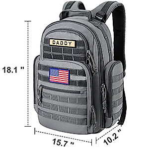 SHARKMOUTH Diaper Bag Backpack for Dad and Mom, Military Molle diaper Pack with Insulated Bottle Holders and Wipe Pocket