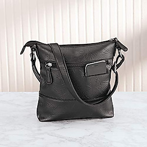 Fox Valley Traders B.Amici Francesca RFID Lockport Crossbody Bag, RFID Lining, Adjustable Straps, Black