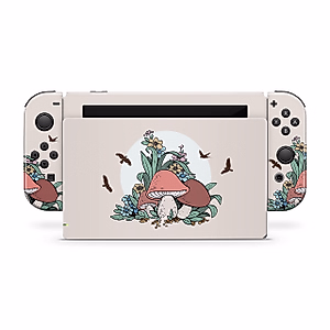 Tacky design Mushroom Skin Compatible with Nintendo Switch Skins Decal, Kawaii Vinyl 3m Compatible with Nintendo Switch Stickers Full wrap Cover