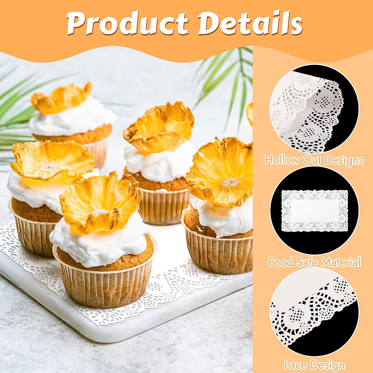 Svalor 100 Pieces Rectangle Paper Doilies, 7.5×12 Inch Doilies for Food, Disposable Lace Paper Doilies for Tables, Paper Placemats Bulk for Cakes Desserts Crafts (White)