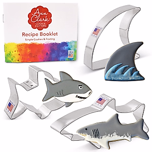 Shark Cookie Cutters 3-Pc. Set Made in USA by Ann Clark, Baby Shark, Shark Fin, Great White Shark