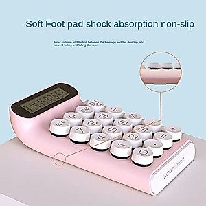 QONIA Retro Calculator Mechanical Keyboard Portable Computer 10 Digit LCD Display Financial Office Fashion Calculator-Pink