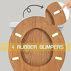 Wood Toilet Seat Round with Zinc Alloy Metal Hinges, Wooden Toilet Seat for American Standard Size Toilet Seats, Easy to Install, Wood