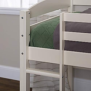Walker Edison Della Classic Solid Wood Twin over Wood Loft Bunk Bed, Twin Size, White
