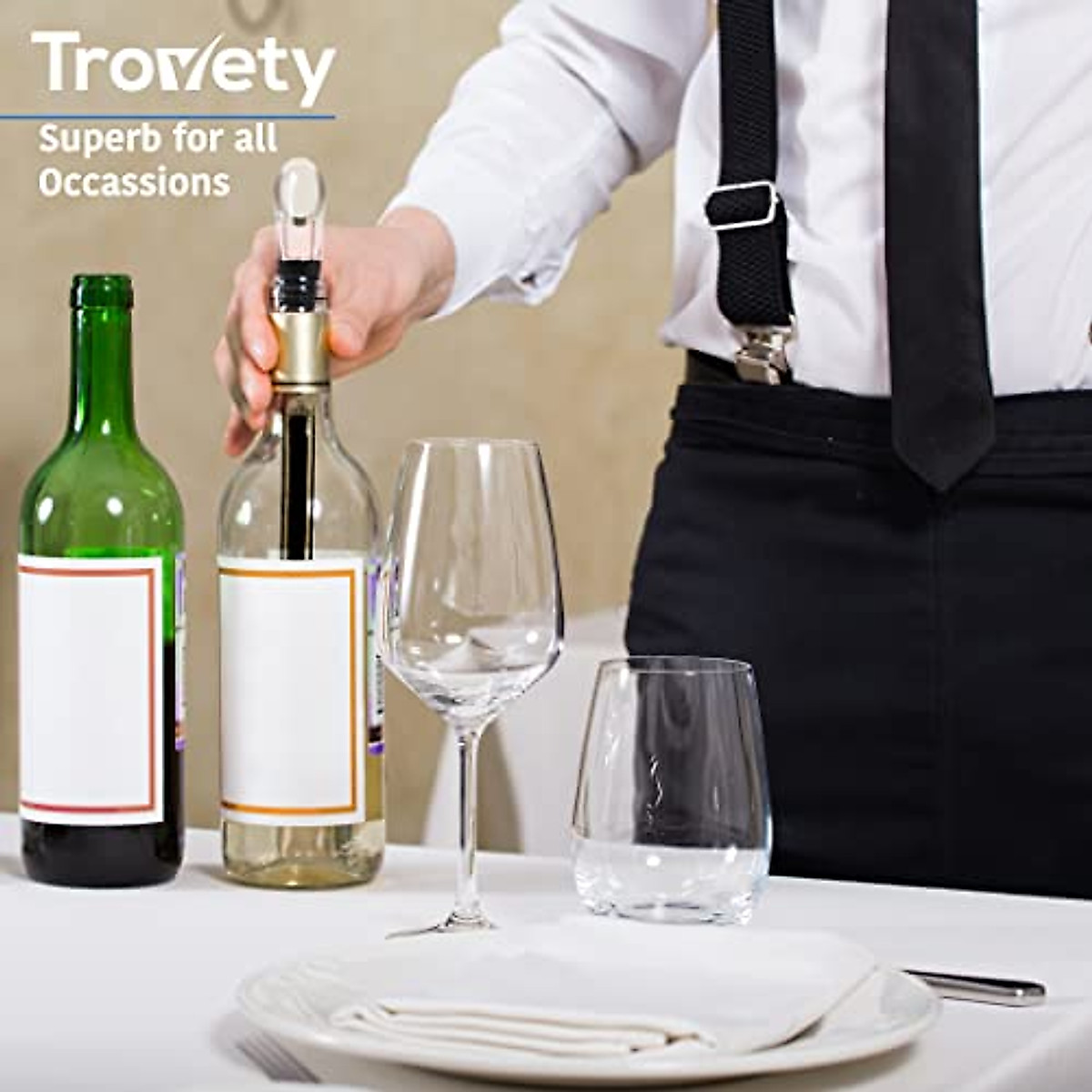 Trovety Wine Chiller Stick with Aerator & Pourer - 3-in-1 Stainless Steel Cooling Rod, Iceless Beverage Cooler, No Drip, Long-Lasting Chill - Vino Tasting, Decanting Accessories, Gifts for Wine Lovers