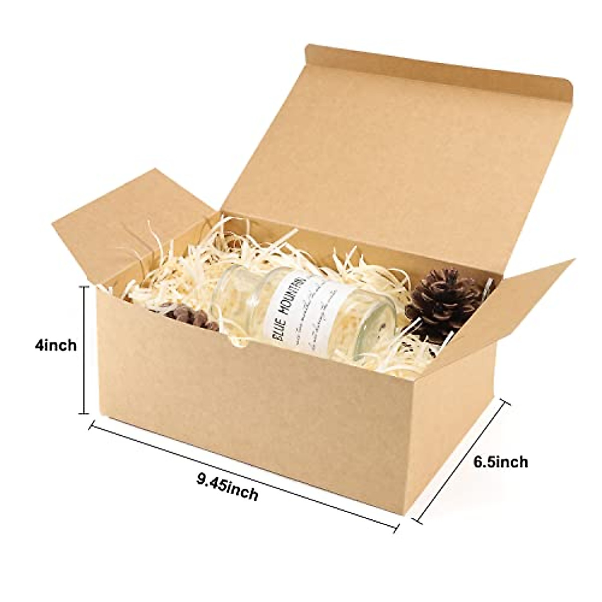 10 Pack Brown Gift Boxes, 9.45x6.5x4 Inches Kraft Paper Boxes with Lids for Valentine's, Birthday party, Wedding, Cupcake Boxes, Easy Assemble Bridesmaids Proposal Boxes, With 66ft Twine