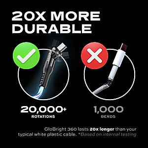 Statik GloBright 360 Magnetic Charging Cable, Light Up Charging Cable, Magnetic USB C Charging Cable, LED Charging Cable, Magnetic Charger Cable, Glowing Light Up Phone Charger Cord 6FT/2M