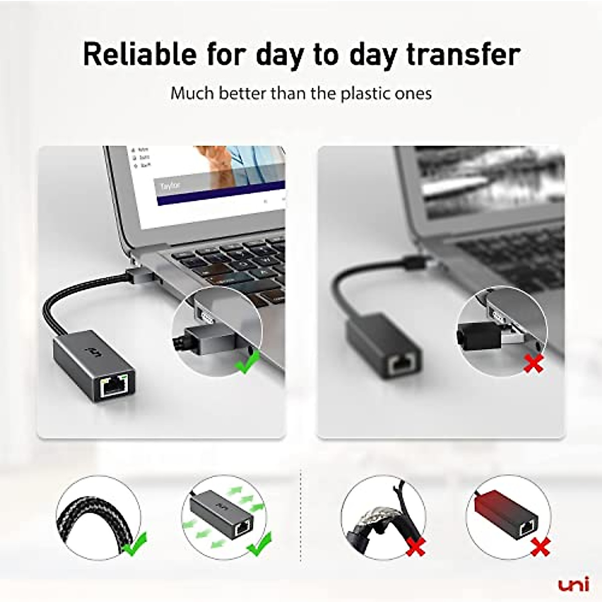 uni USB 3.0 to Ethernet Adapter, Nintendo Switch Ethernet Adapter, Gigabit USB to RJ45 Network Adapter, LAN Adapter Compatible with Chrome OS, Windows 8/7/XP/10, macOS, Linux, and More