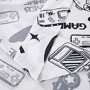 SDIII 4PCS Black and White Gamer Bedding Sheet Twin for Boys Girls Teens and Kids, Bed in a Bag Sheets Set Twin, Video Game Bed Sheet Set on Amazon, Twin