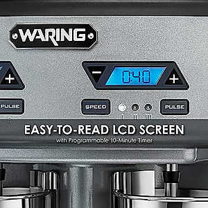Waring Commercial WDM240TX Heavy-Duty Double Spindle Drink Mixer, Each Spindle Has Independent 1hp Motor, with Countdown Timer, Digital Display, Automatic Start/Stop, 120V, 5-15 Phase Plug, Silver