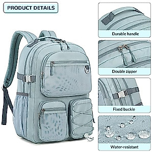 Lohol Water Resistant Daypack with Mulitiple Pockets for Travel Outdoor College, 15.6 inch Laptop Backpack for Men and Women (Brown