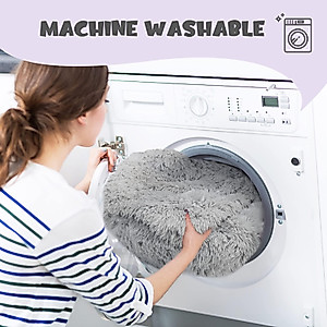 Himax Dog Beds for Small Dogs, Donut Dogs Beds with Blanket Attached, Calming Dog Bed Washable (20"/26"/35") Beige