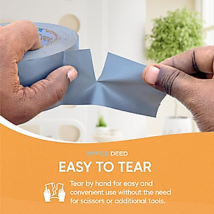 Office Deed Duct Tape Heavy Duty Waterproof, 30 Yards x 2 Inch, 12-Roll Pack, All-Weather Grey Heavy Duty Duct Tape, No Residue, Strong Silver Duct Tape Bulk