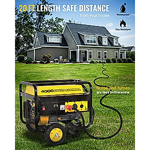 BougeRV 30 Amp 20 Ft Generator Power Cord 10 Gauge for Manual Transfer Switch Nema L14-30 Heavy Duty Electric Extension Wire 4 Prong 10 Gauge SJTW Cable 125/250V 7500 Watts