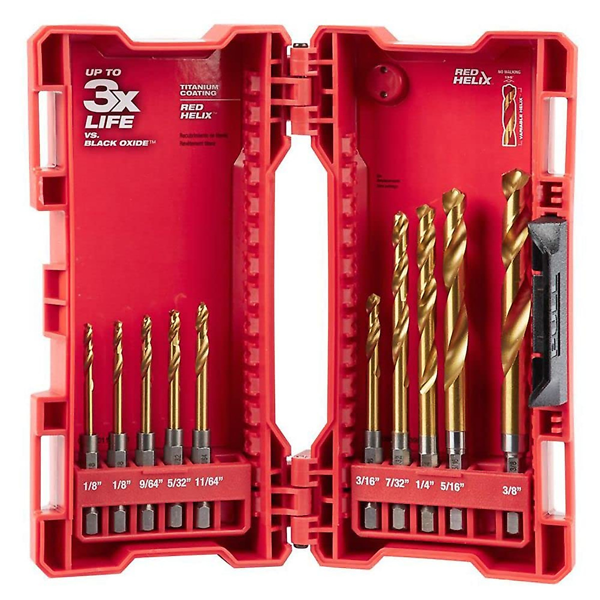 48-89-4633 Shockwave Red Helix Titanium Drill Bit Set, 10 Piece