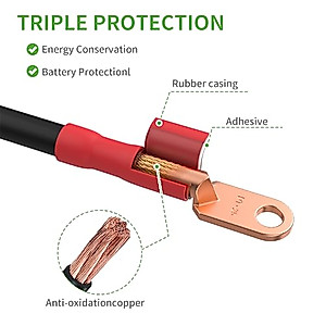 10L0L 4 AWG 25-Inch Battery Cables Set, 2ft Power Battery Inverter Cable for Car Golf Cart Marine Solar RV Motorcycle, 4 Gauge x 2ft