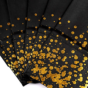 Cooraby 30 Pieces Bronzing Gold Black Paper Kraft Black Polka Dot Paper Bags Party Bags Gold Bags Hen Party Bags with Handle for Party Favors
