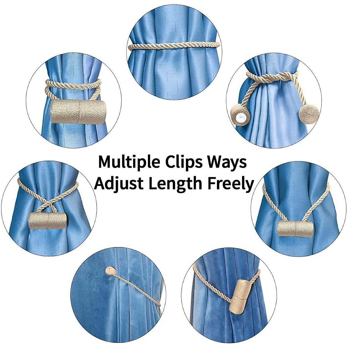 2 Pack Magnetic Curtain Tiebacks Holdbacks Upgraded Stronger Magnet 16 Inch Outdoor Elegant Decorative Clips Tiebacks for Drapes for Home Office Window Treatment (Olive)