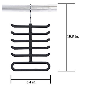 HangerWise 2-Pack Non-Slip Velvet Tie Hanger Organizer Rack | Large Ringed Bottom | Charcoal Grey Brand
