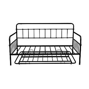 Twin Metal Daybed Frame with Trundle,Heavy Duty Steel Slat Support Space Saving Bed Sofa,Bedroom Living Room Furniture,Black