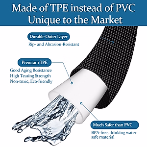 Gnimihz Garden Hose 50ft, Made of TPE(Not PVC), Ultra-Light & Flexible Water Hose with Solid Brass Fittings, Non-Shrinking, Easy to Storage, Drinking Water Safe Material, All-weather, Burst 600 psi