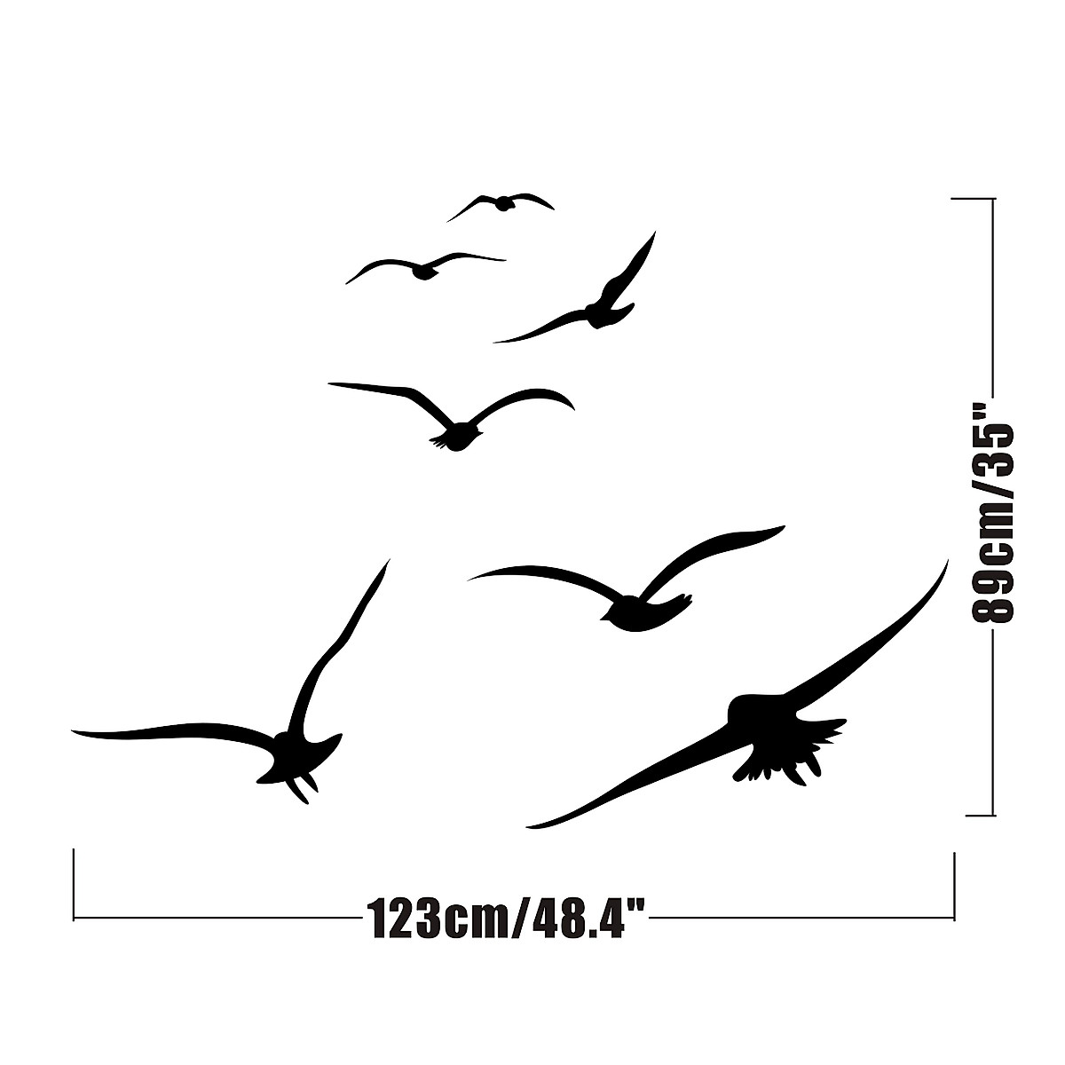 Flying Birds Wall Decals, Birds Vinyl Decals, Dorm Decals, Nursery Wall Decals, Office Decor, Modern Wall Decals for Kids Room Bedroom Living Room, Home Decor Wall Stickers Y20 (Black)