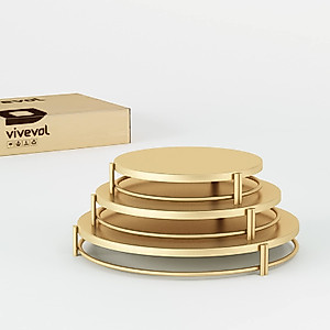 Vivevol Set of 3 Cake Stands, Cake Plate, Dessert Stand, Cupcake Stand for Parties, Home Decorating Stand Dessert Display(8” 10” 12”) Gold