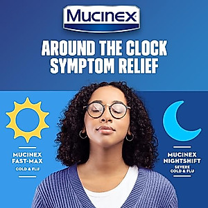 Mucinex Fast-Max Cold and Flu & Nightshift Severe Cold and Flu Medicine for Adults, Over-the-Counter Medication Combo Pack for Sore Throat Relief, Decongestant, Cough & Cold Medicines, 2 x 6 Fl Oz